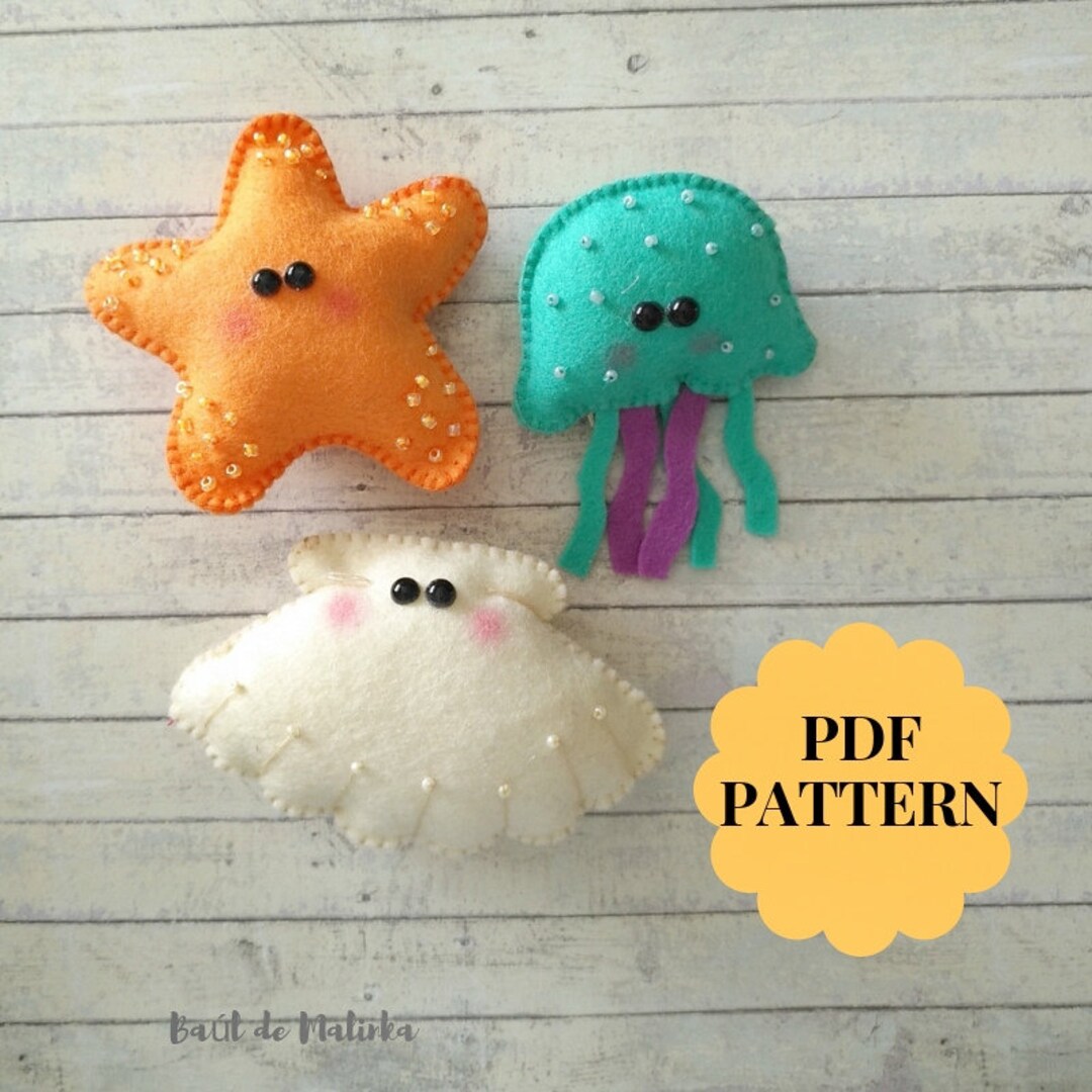 PDF Pattern -felt Sea Creatures, Animal Ornament Pattern, Felt Softie ...