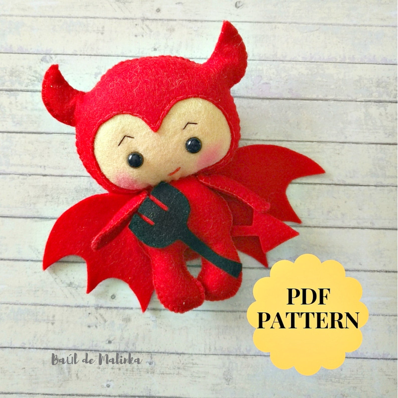 Devil Halloween Pattern Felt Doll Pattern Pocket Doll Felt - Etsy