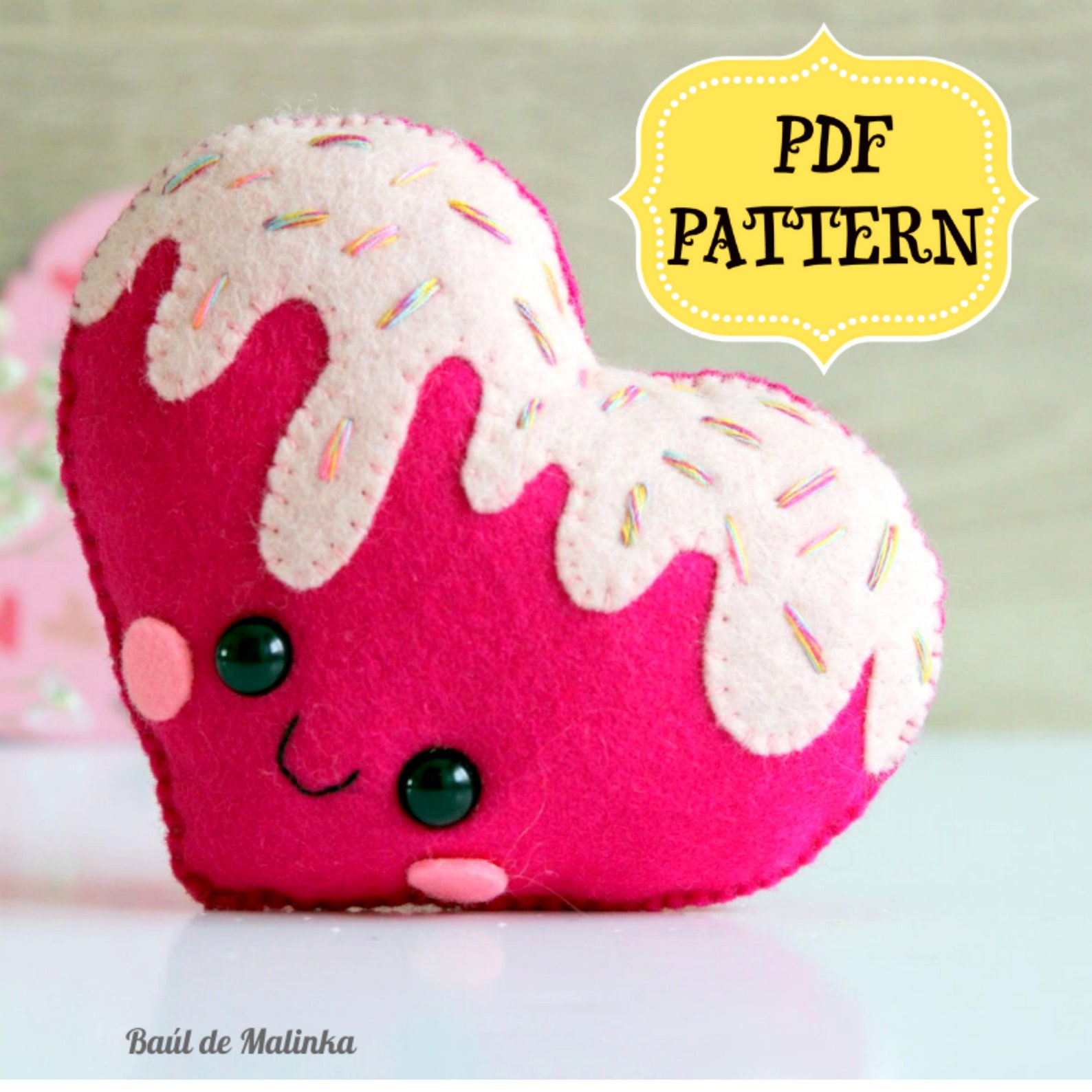 Valentines Day Pattern Felt Heart Pattern Felt Heart Ornament | Etsy