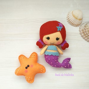 Felt Mermaid Pattern Felt Mermaid Doll Felt Mermaid Ornament PDF and ...