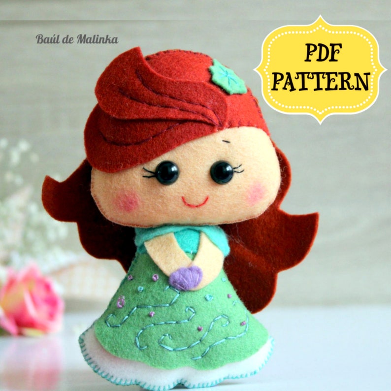 Princess Ariel Pattern Felt Princess Doll Pattern PDF Doll | Etsy