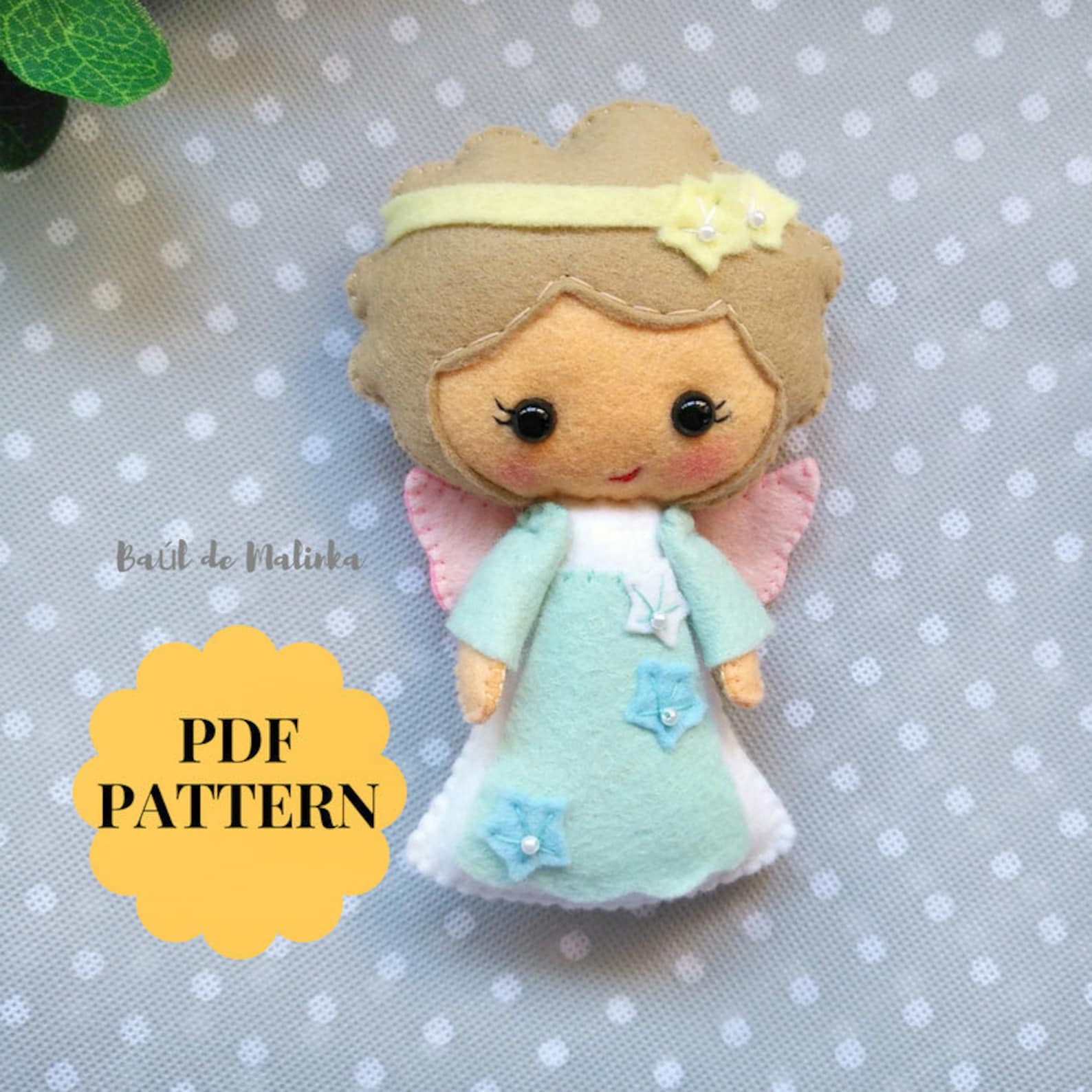 Felt angel ornament pattern Felt doll sewing tutorial Angel | Etsy