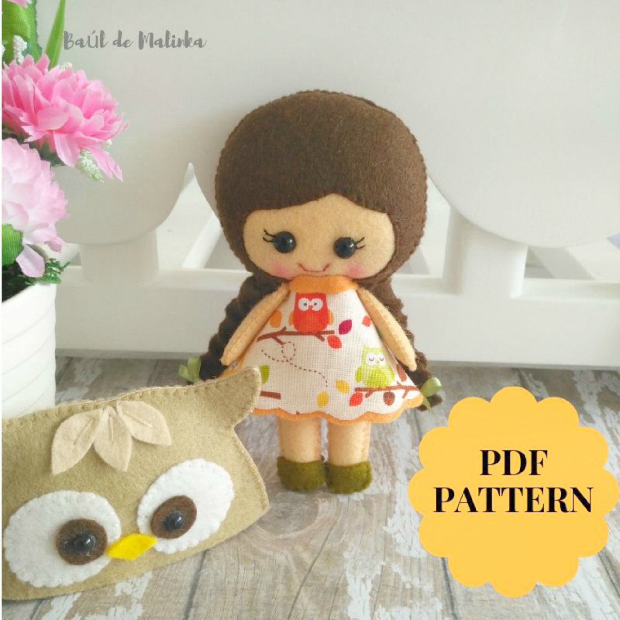Felt Doll Pattern Pocket Doll PDF Cloth Doll Pattern Doll - Etsy