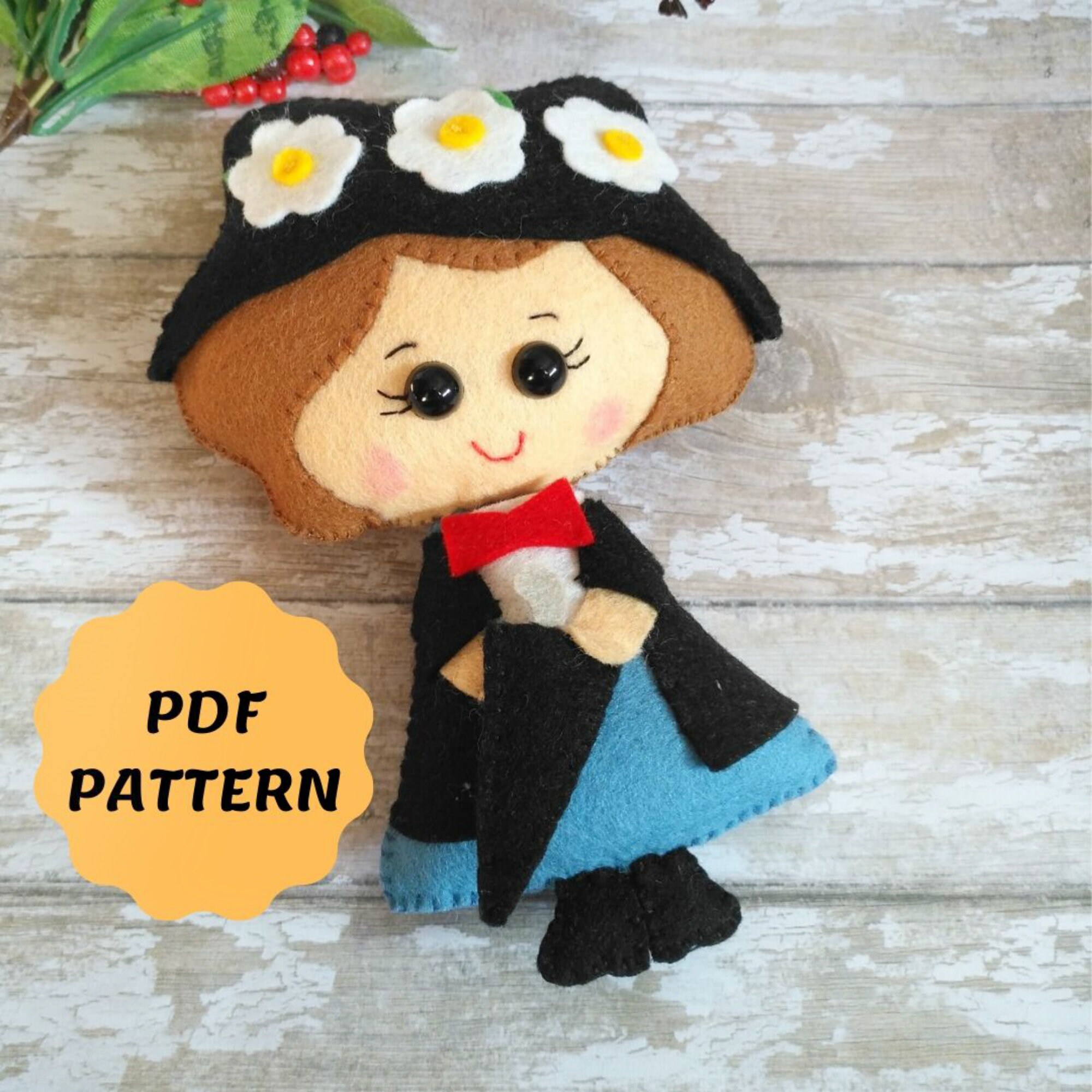 Mary Poppins Doll Felt Mary Poppins Pattern Magic Nanny Pattern Baby ...