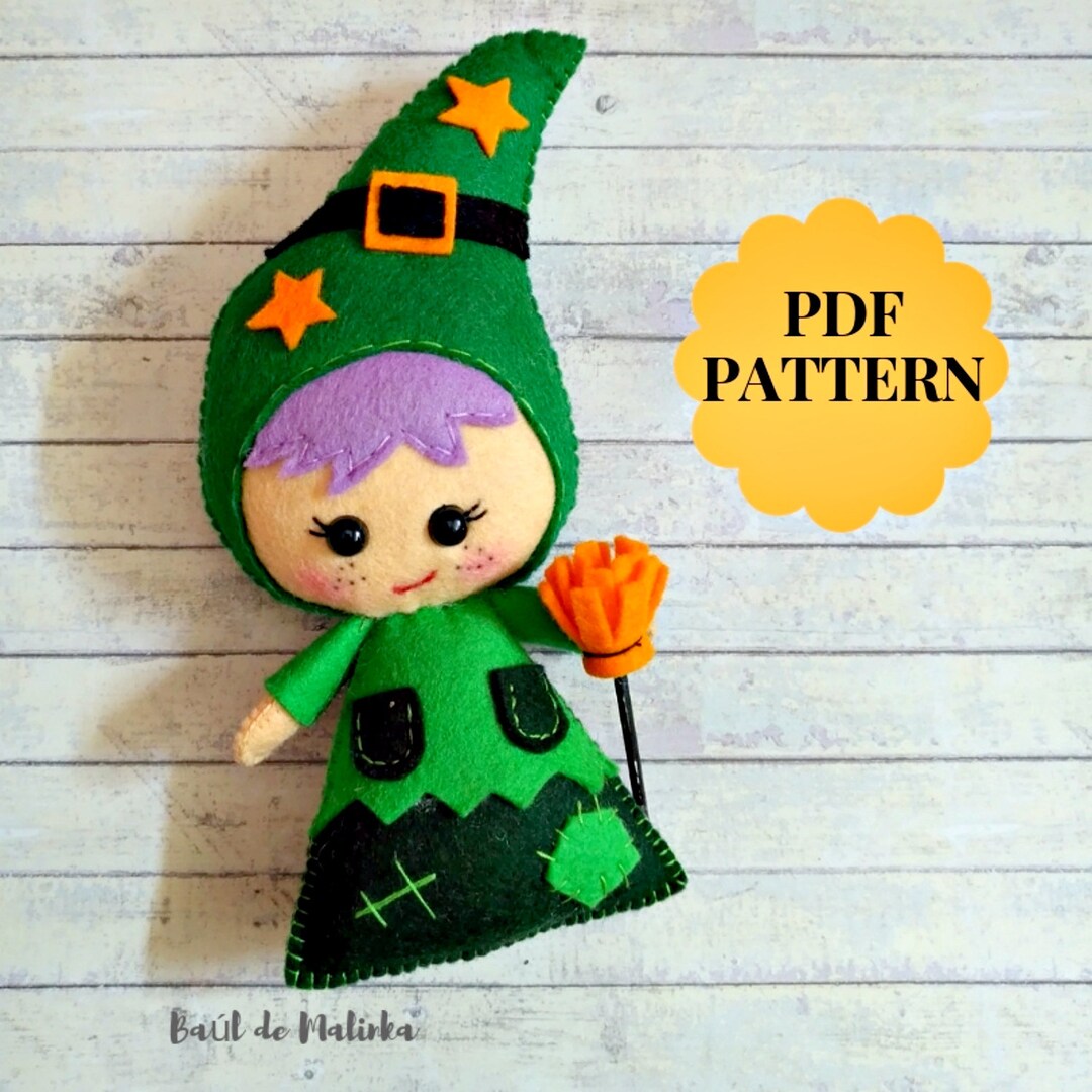 Felt Witch Doll Halloween Decor PDF Witch Felt Pattern Witch Doll ...