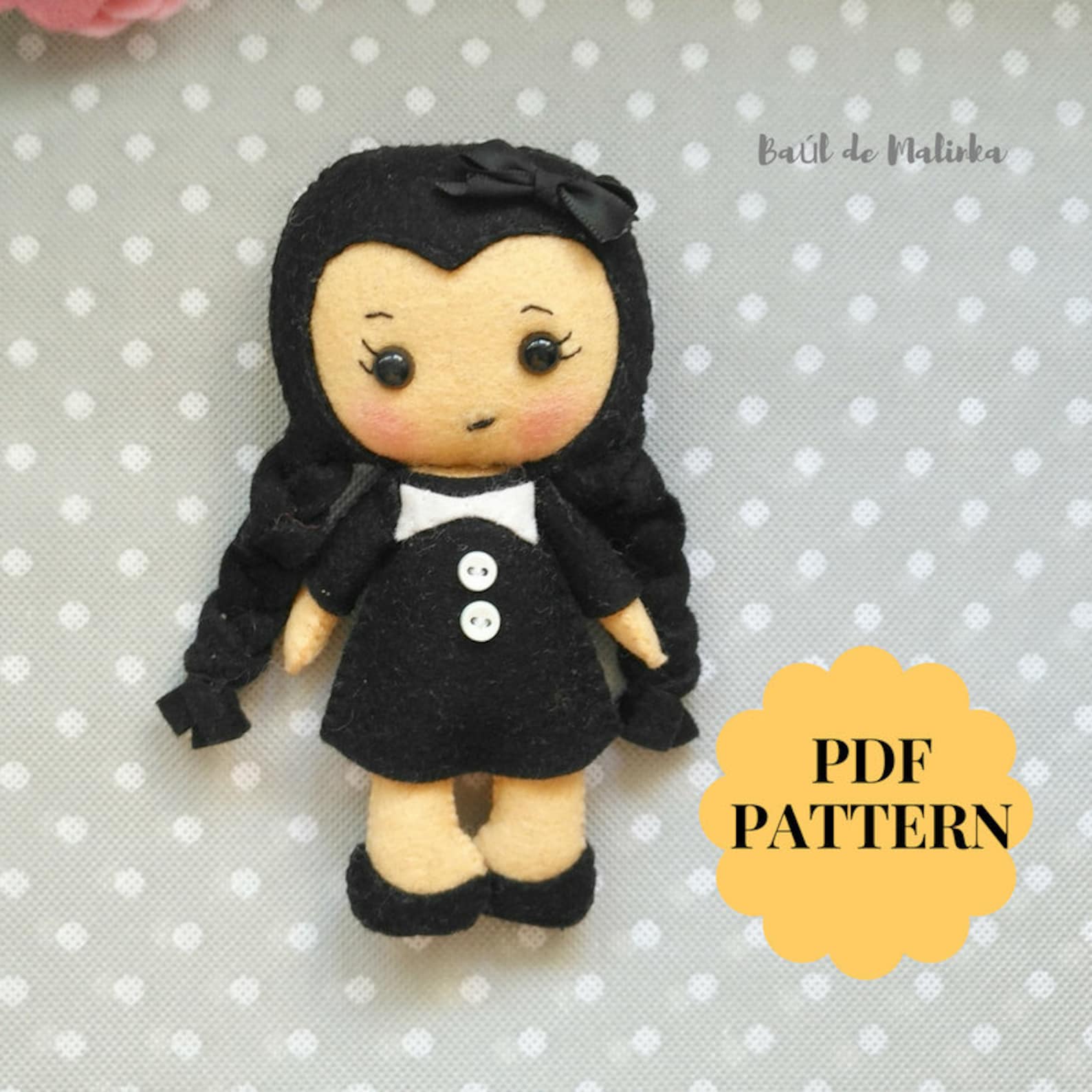 Wednesday Addams Doll Felt Wednesday Pattern Gothic Doll Cute | Etsy