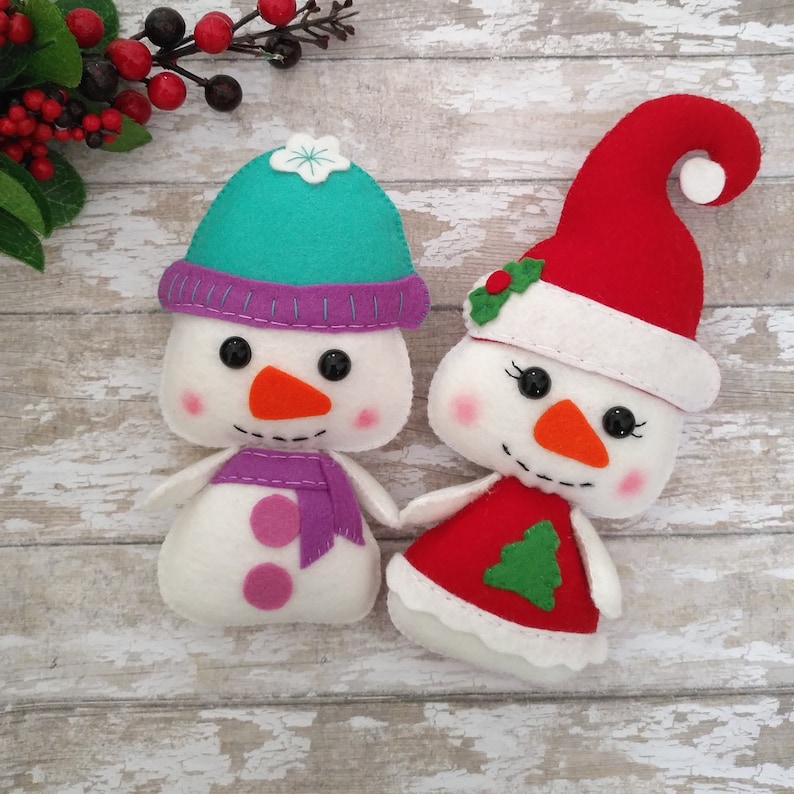 Felt Snowman ornament Christmas snowman pattern Felt Snowman | Etsy