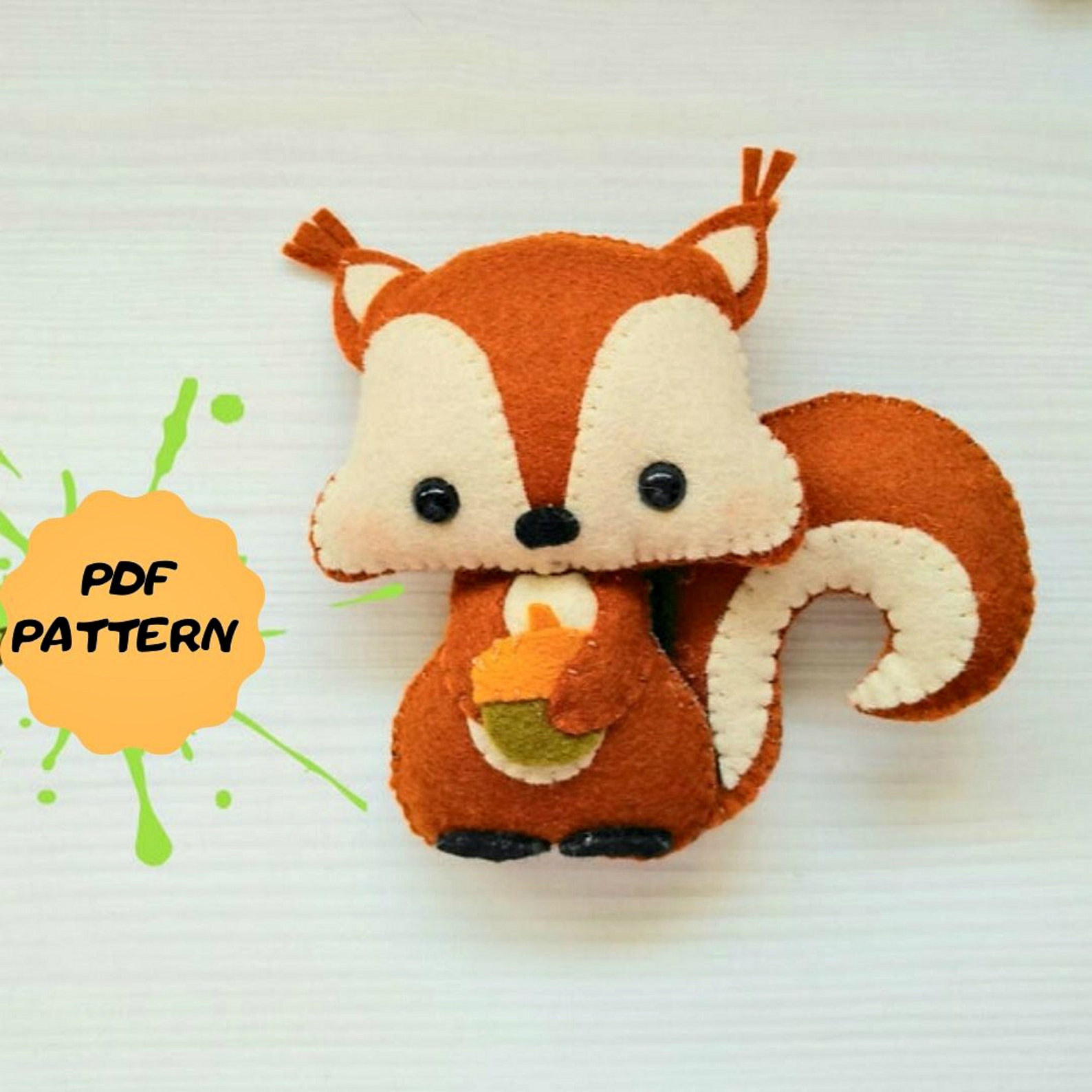 Felt Squirrel PDF Pattern SVG Woodland Animal Toy Squirrel - Etsy
