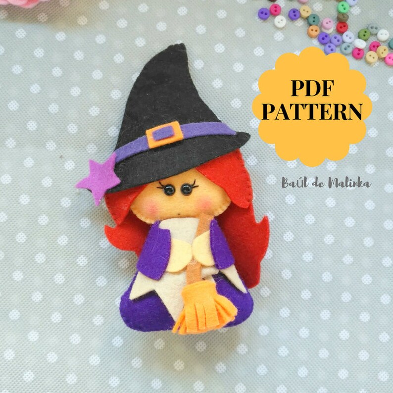 PDF Witch Felt Pattern Felt Ornament Patternsoftie Sewing - Etsy
