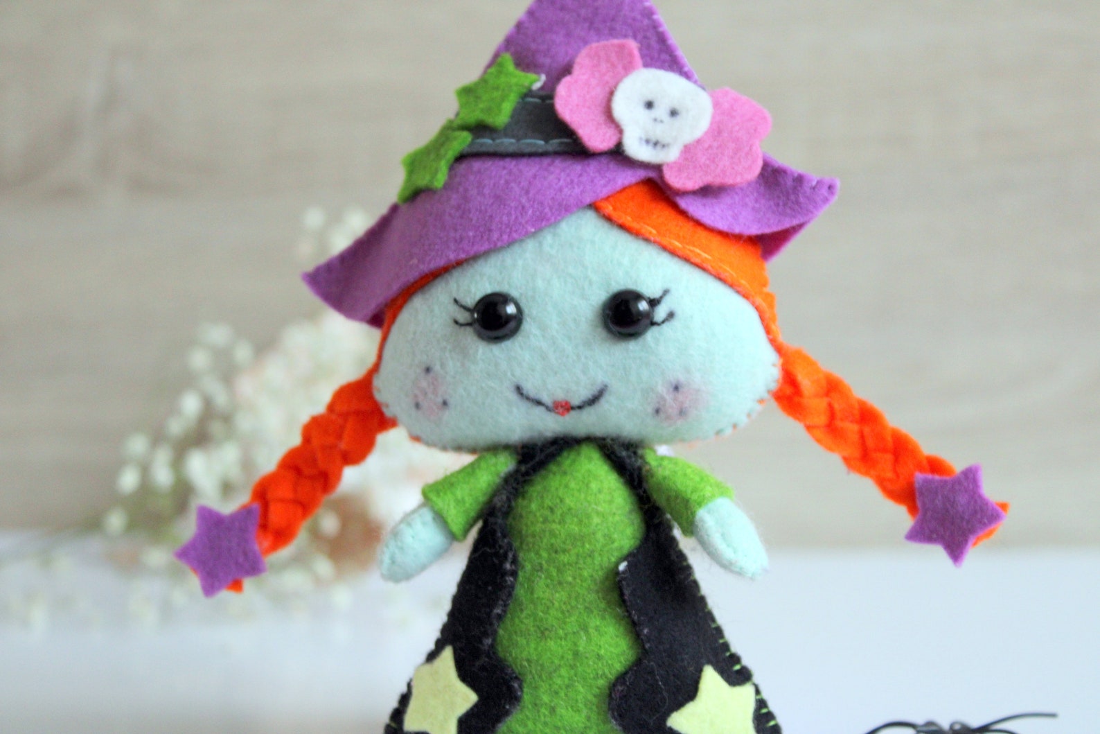 Felt witch pattern Halloween witch Ornament Halloween witch | Etsy