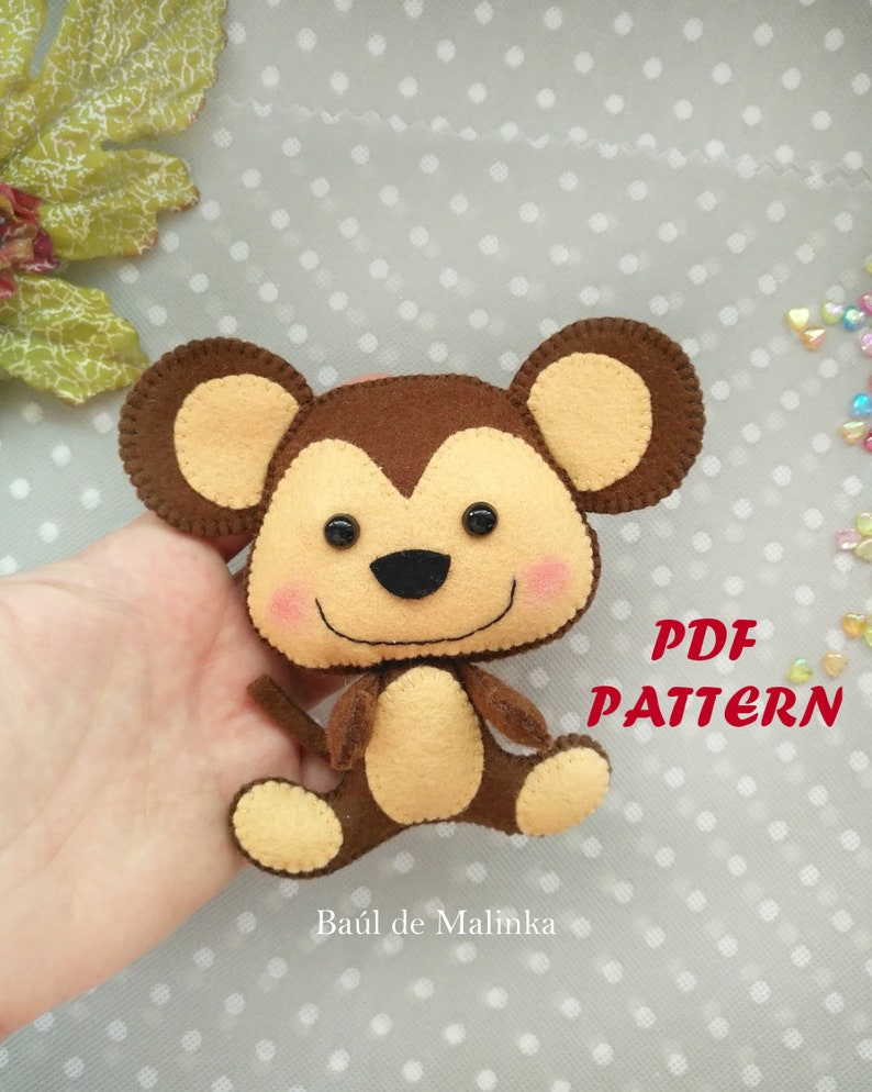 Felt Monkey Pattern PDF Tutorial Monkey Plush Sewing Tutorial | Etsy