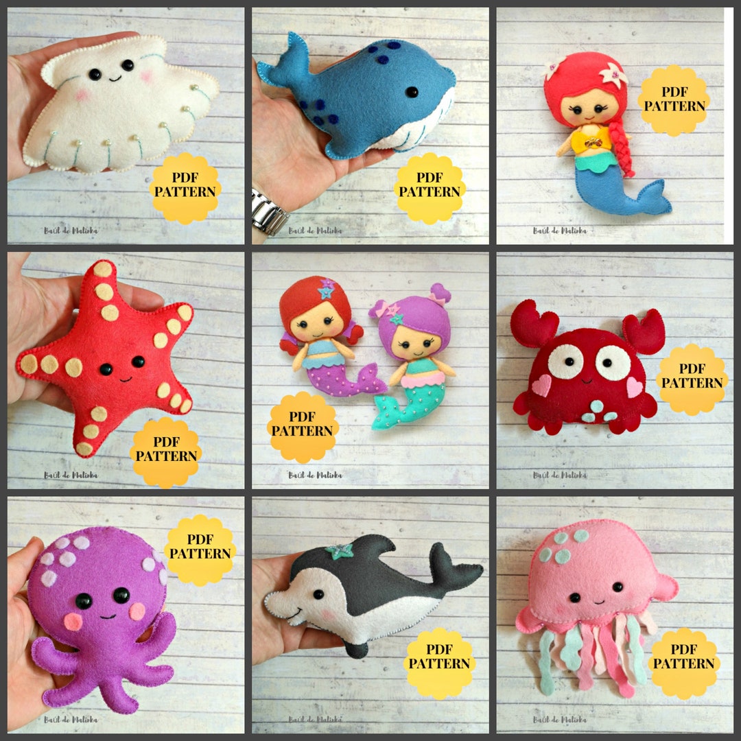 Felt Ocean Pattern Felt Sea Animals Ornaments Nursery Decor Felt Baby ...