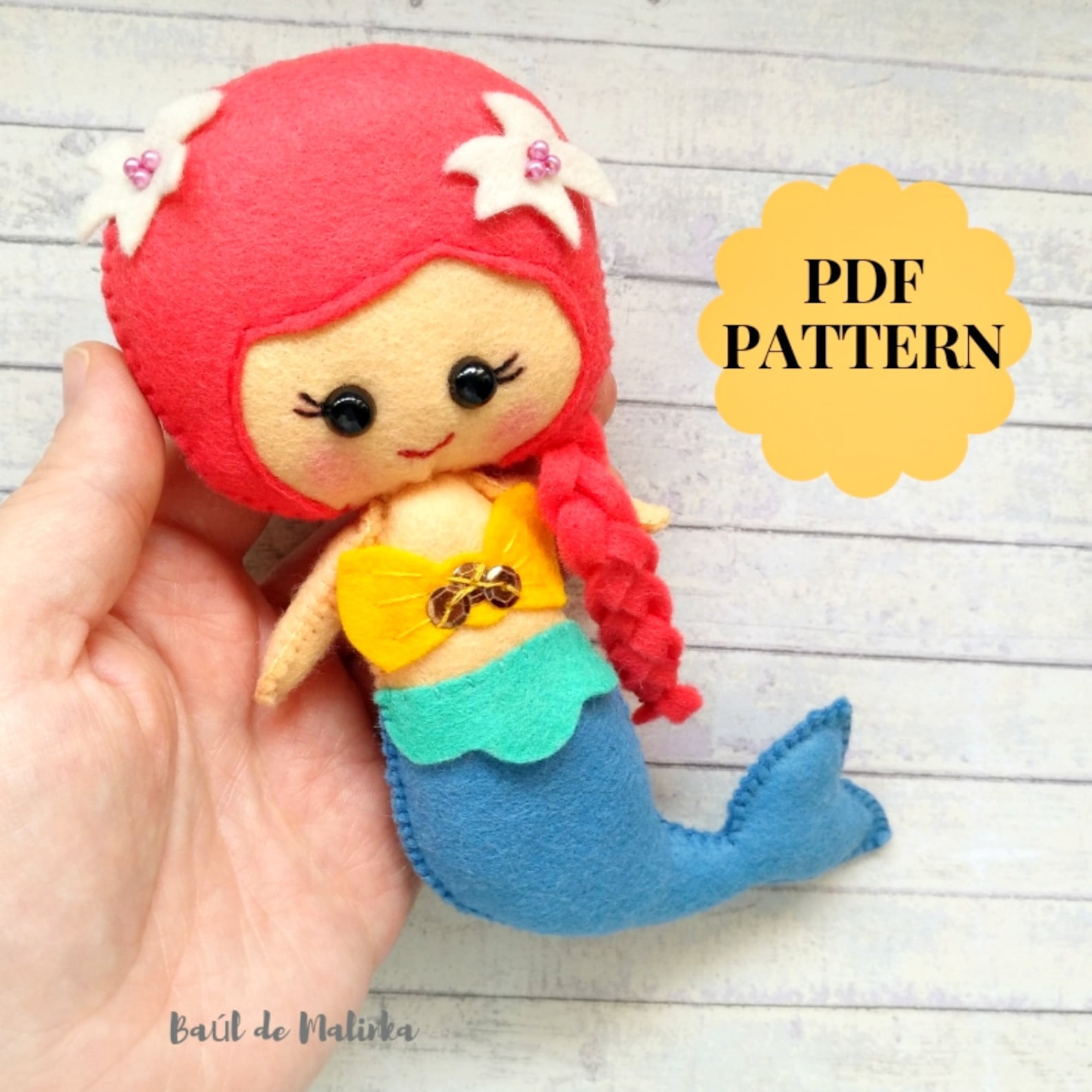 Felt Mermaid Pattern Felt Mermaid Doll Baby Mobile Mermaid | Etsy