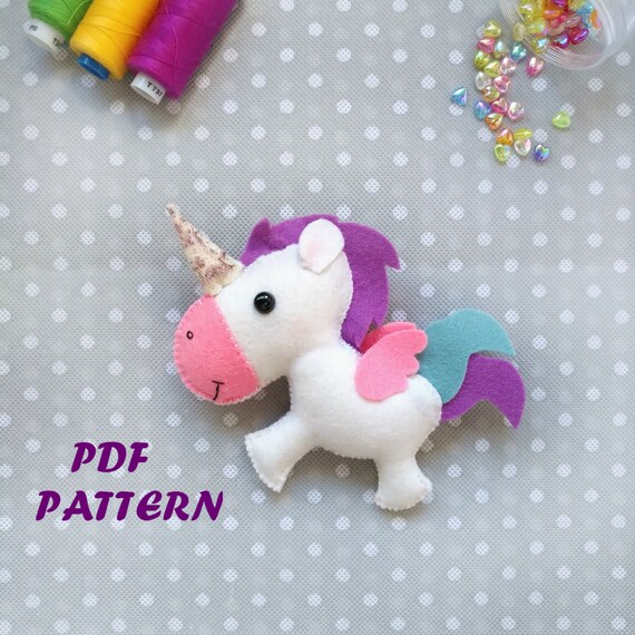 Unicorn pattern PDF tutorial felt Unicorn horn sewing tutorial | Etsy