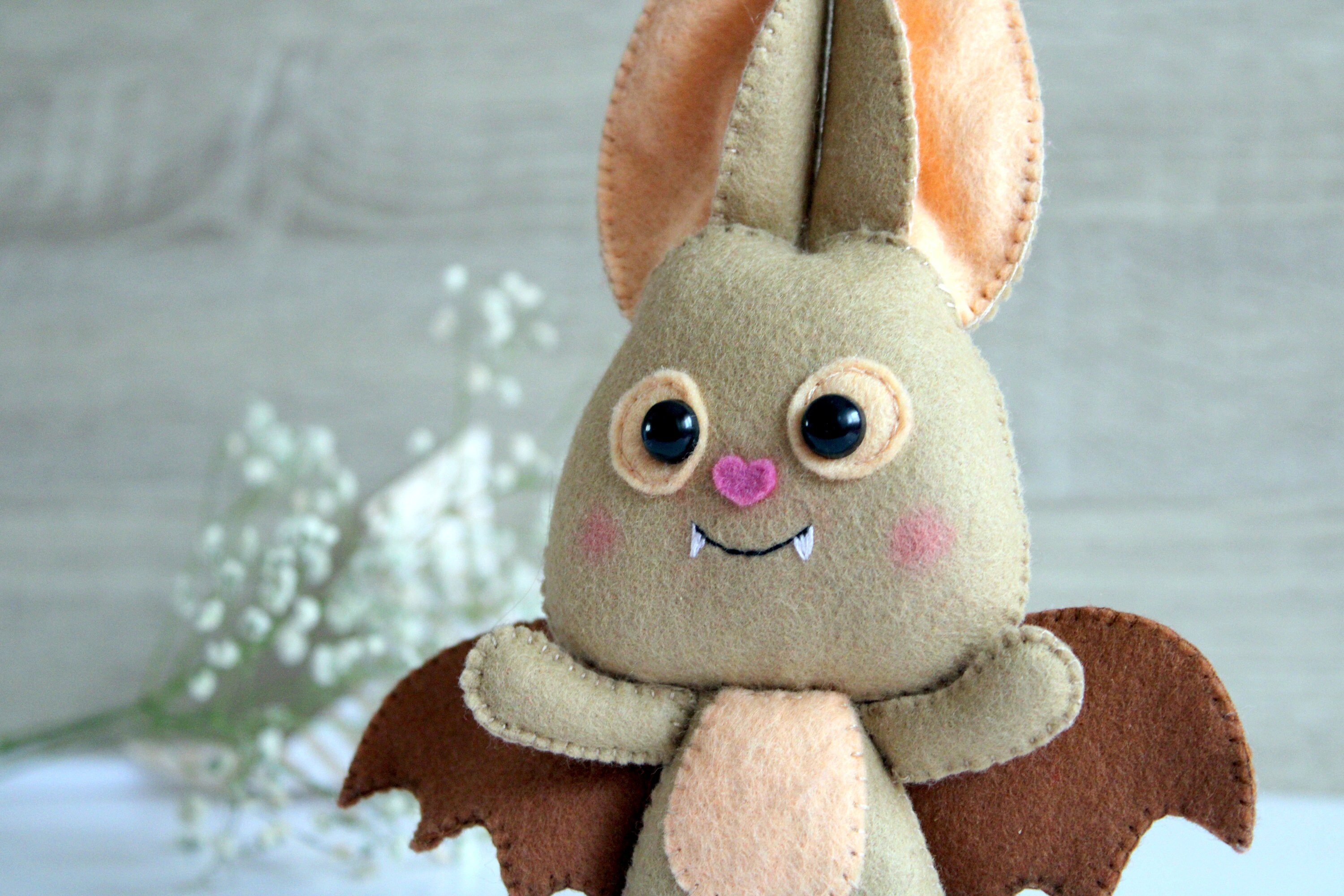 Felt Bat Pattern Halloween Bat Ornament Felt Bat Toy Sewing | Etsy