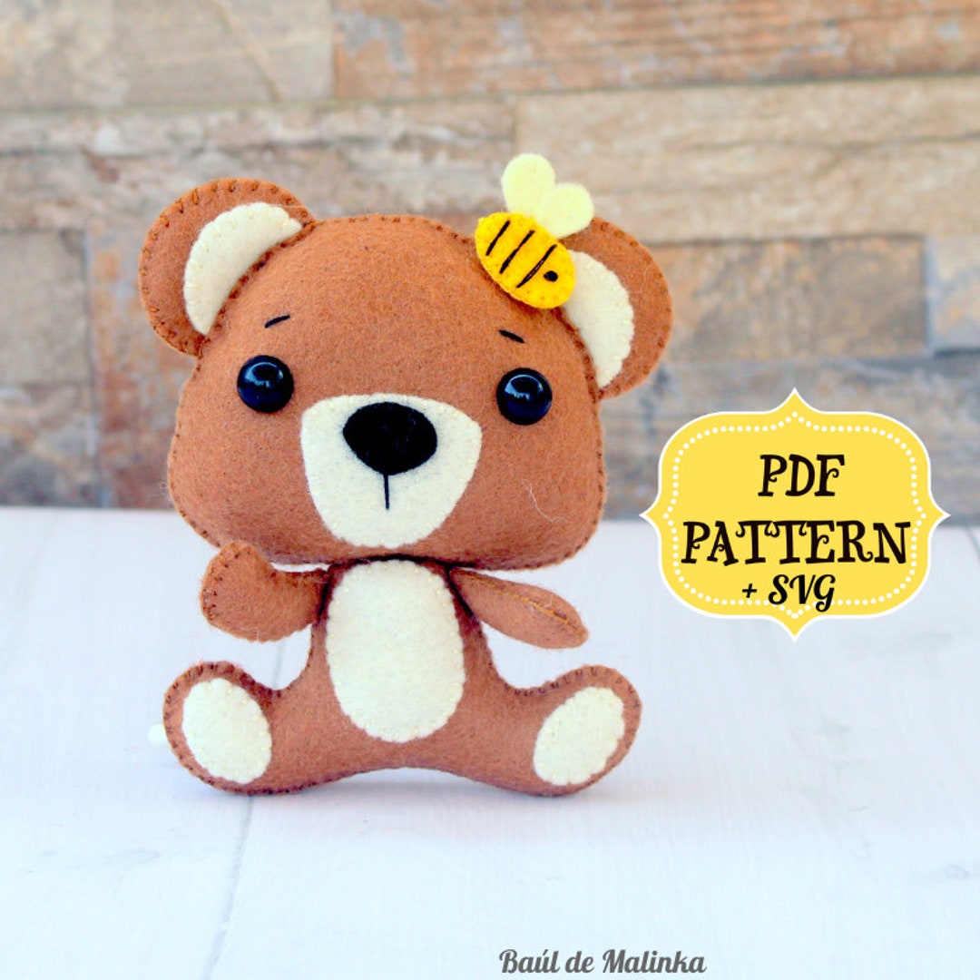 Felt Bear Pattern, SVG Felt Bear, Woodland Animal Ornament, Bear Felt ...