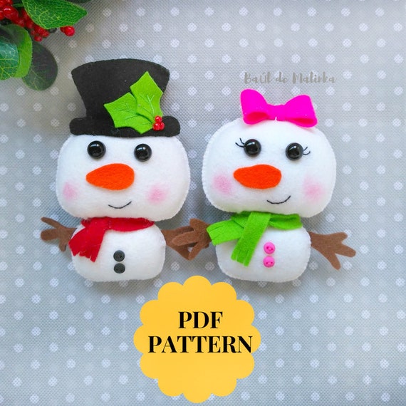 Felt snowman pattern Christmas snowman ornament Felt snow doll