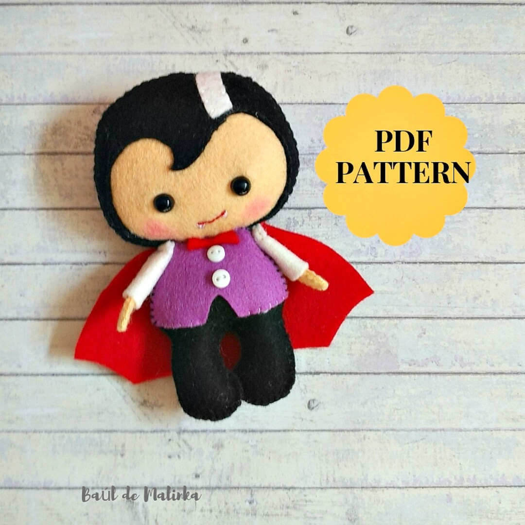 Dracula Doll Pattern Felt Dracula Ornament Halloween Pattern Dracula ...