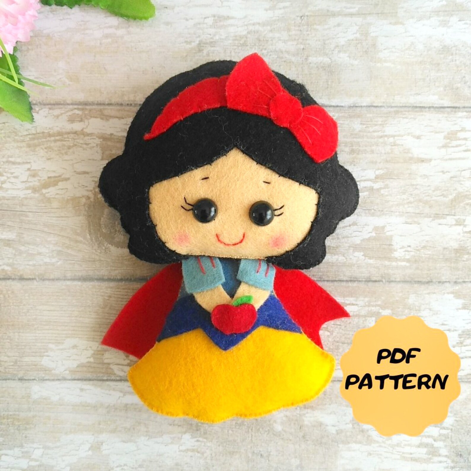Snow White Felt Doll Pattern, DIY Nursery Decor (PDF Pattern) - Etsy