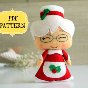 Mrs Claus Pattern Christmas Ornaments Felt Mrs Claus Pattern Felt ...