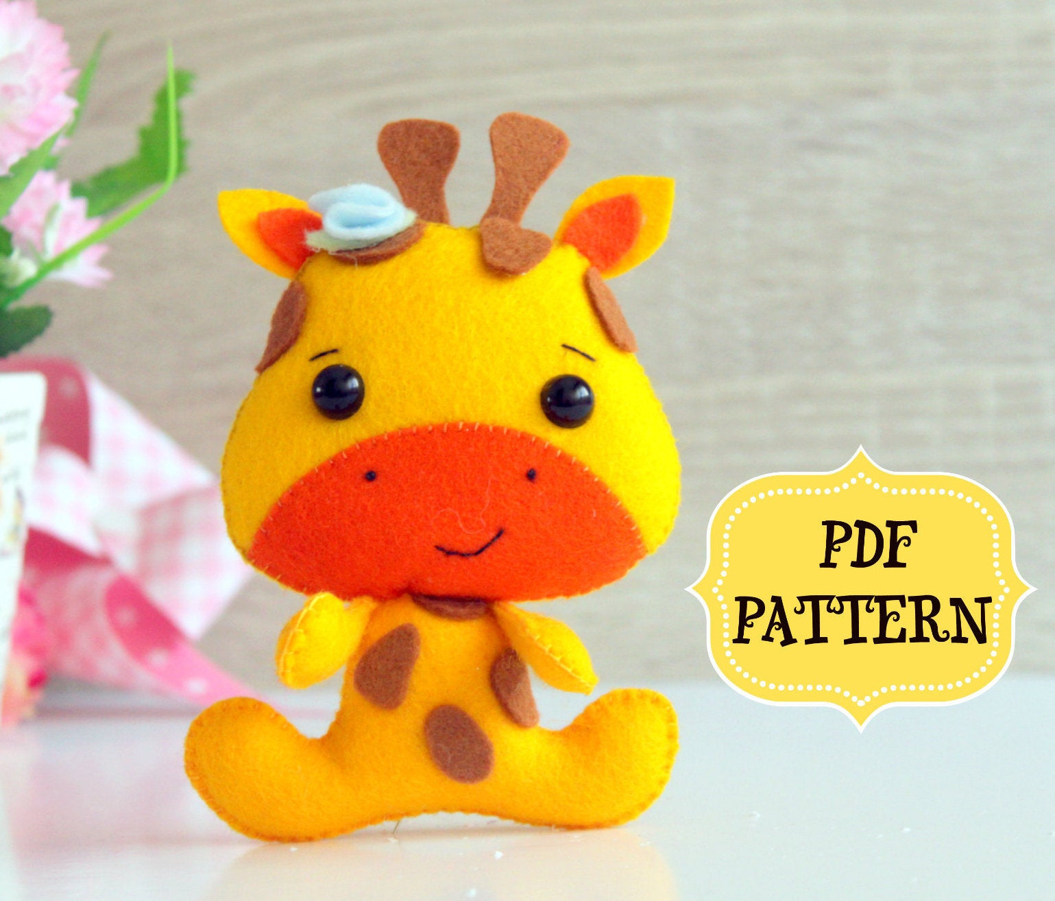 Felt Giraffe Pattern PDF Easy Tutorial Safari Ornament Sewing - Etsy