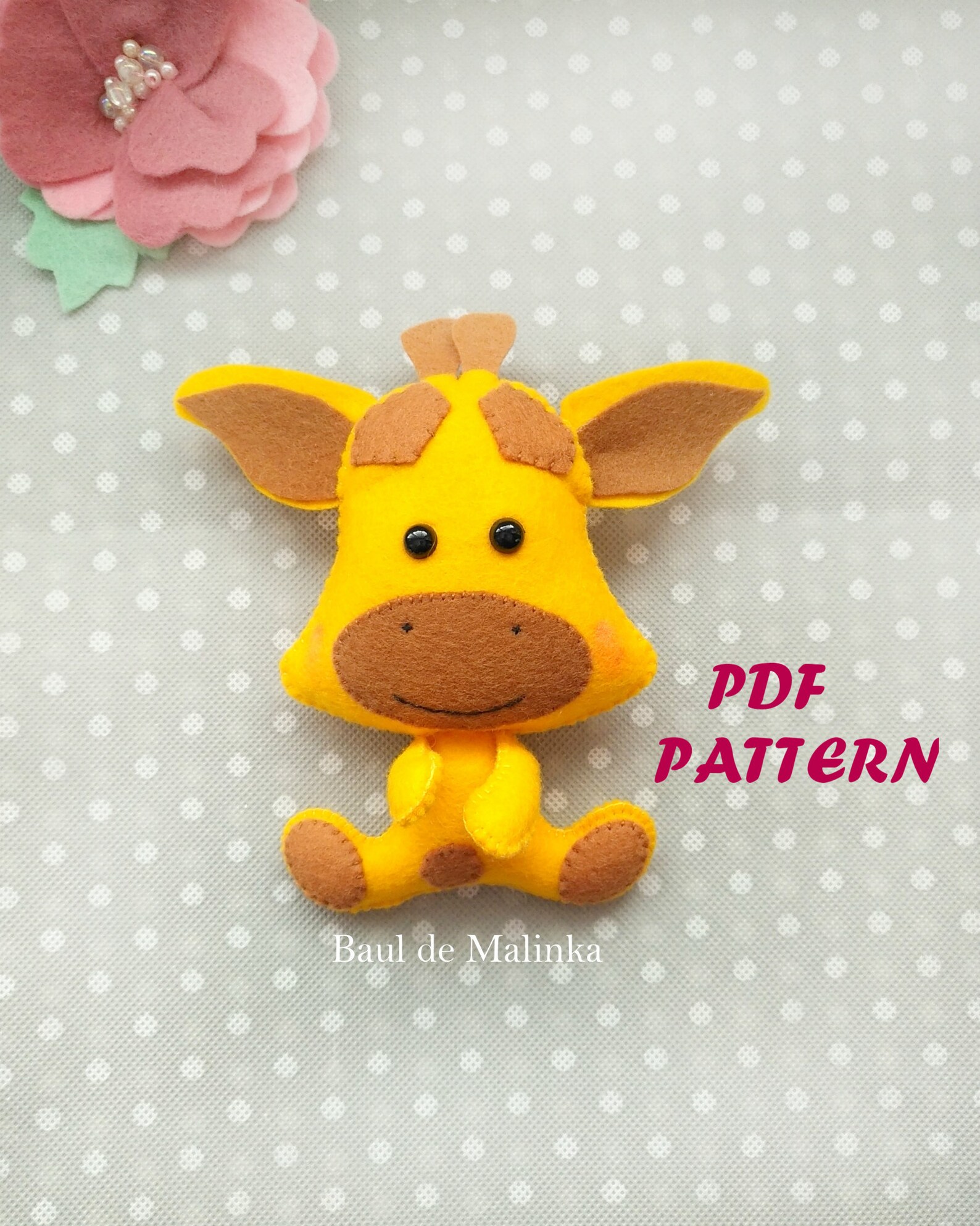 Felt Giraffe Pattern PDF Easy Tutorial Safari Ornament Sewing - Etsy
