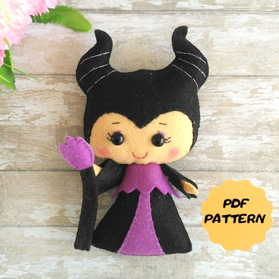 Felt Maleficent Doll Pattern Maleficent PDF Pattern Felt - Etsy Canada