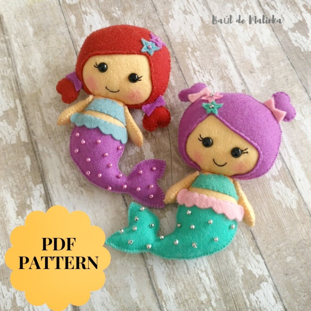 Felt Mermaid Pattern Felt Mermaid Doll Felt Mermaid Ornament PDF and ...