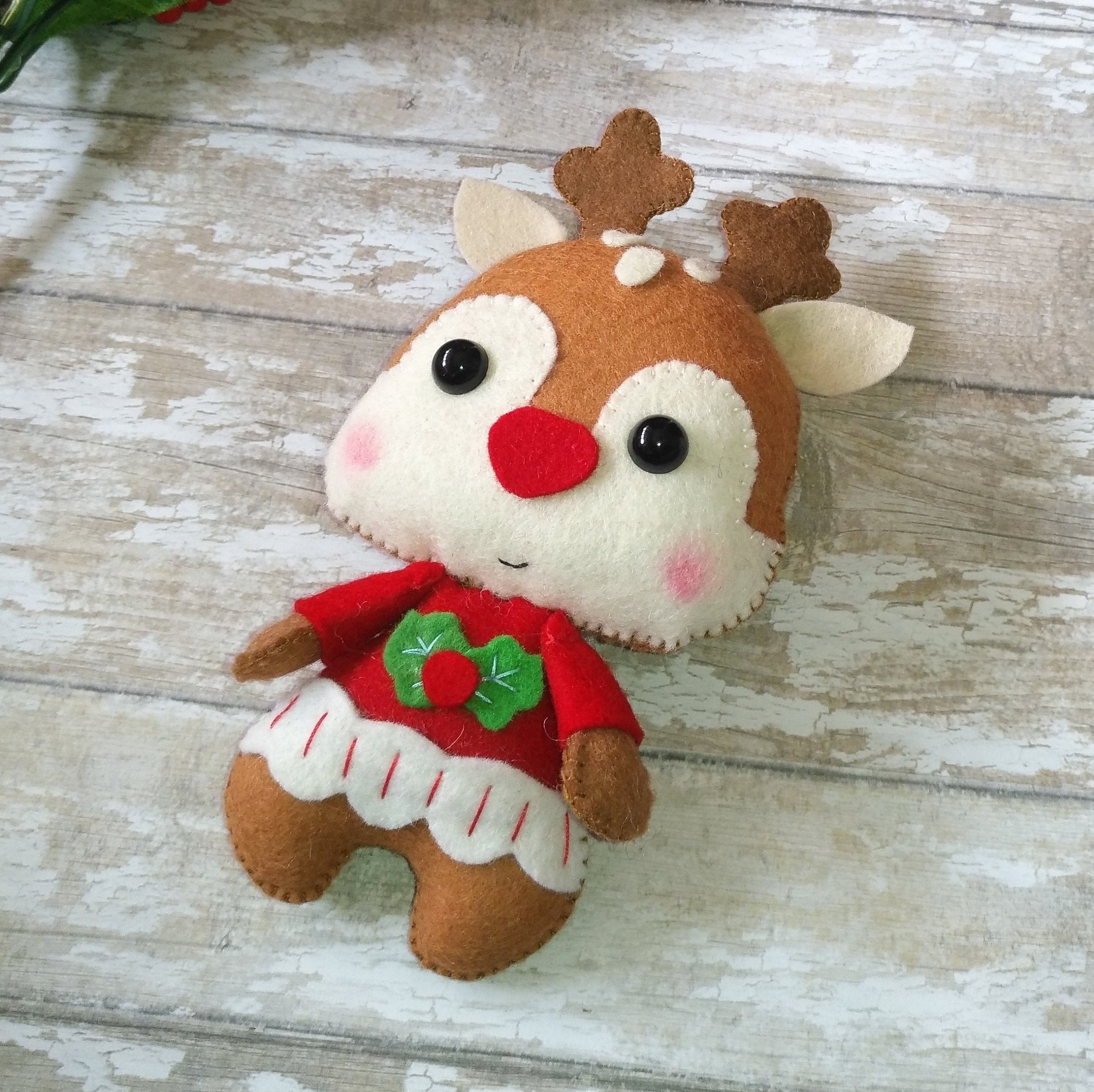 Felt Reindeer Christmas Ornament Reindeer Pattern Felt Rudolph Pattern ...