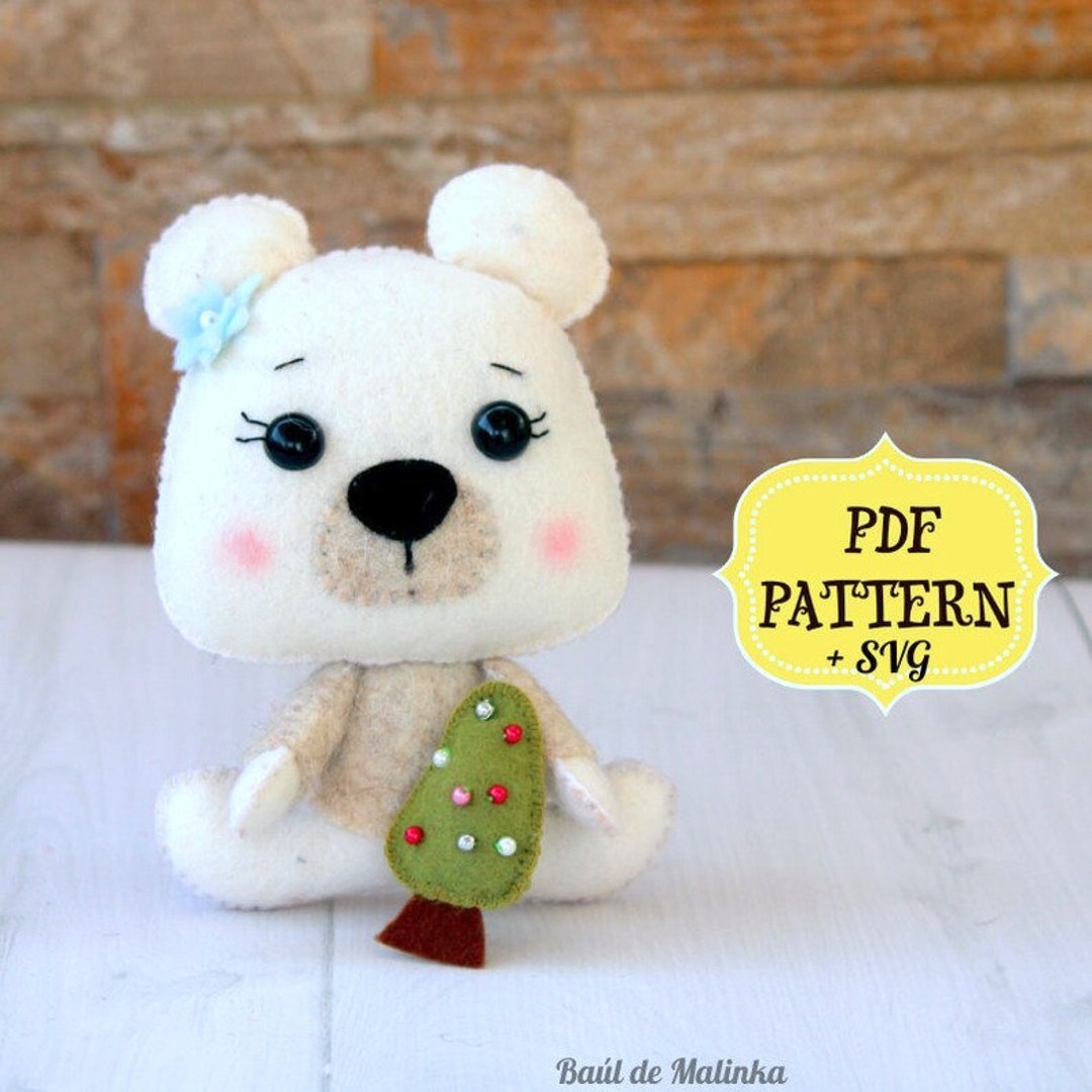 Felt Bear Pattern, SVG Felt Bear, Christmas Bear, Polar Bear Ornament ...