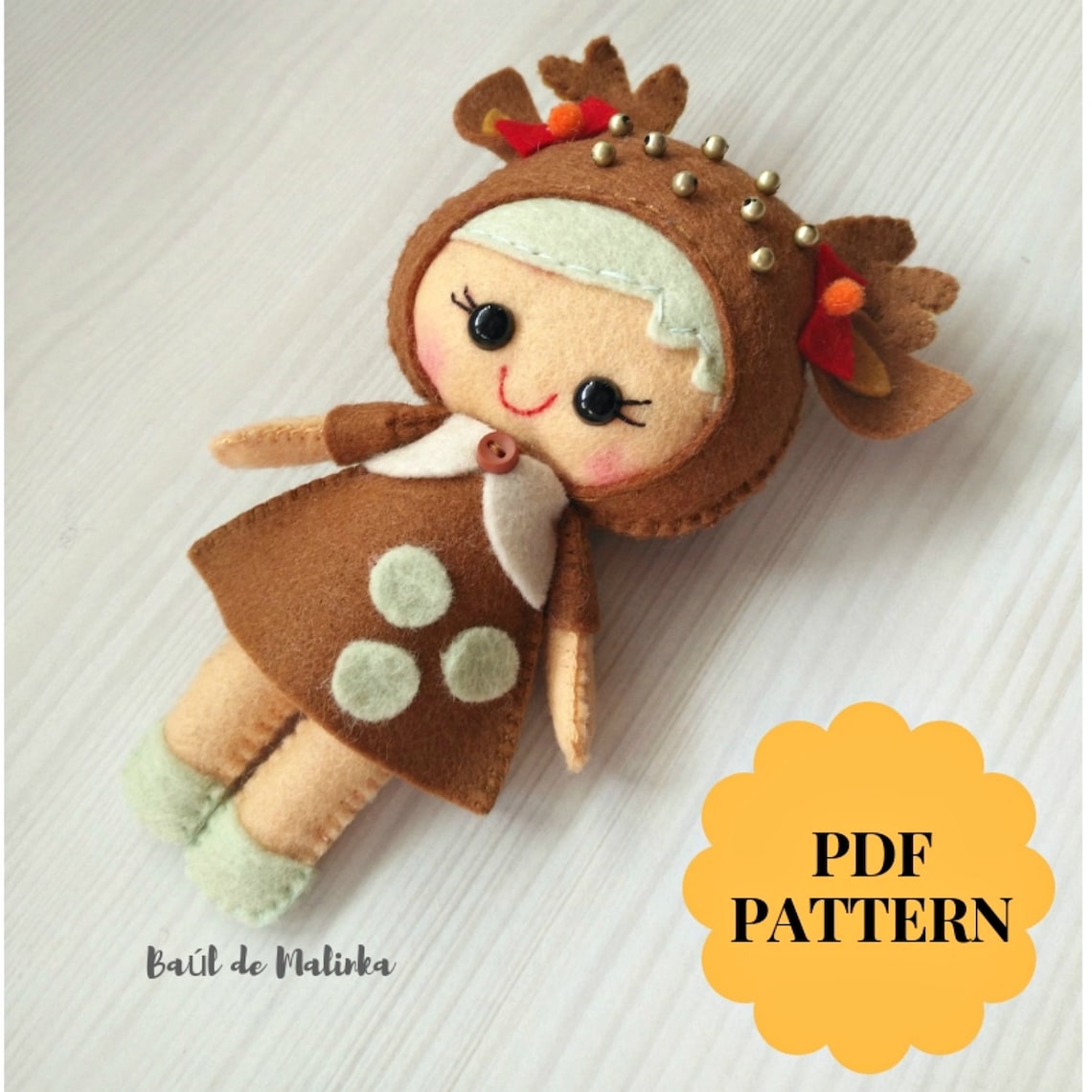 Felt Doll Pattern Felt Pocket Doll Pattern Deer Ornament Felt | Etsy