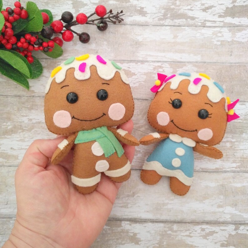 Felt Gingerbread Man Pattern Felt Christmas Ornaments | Etsy