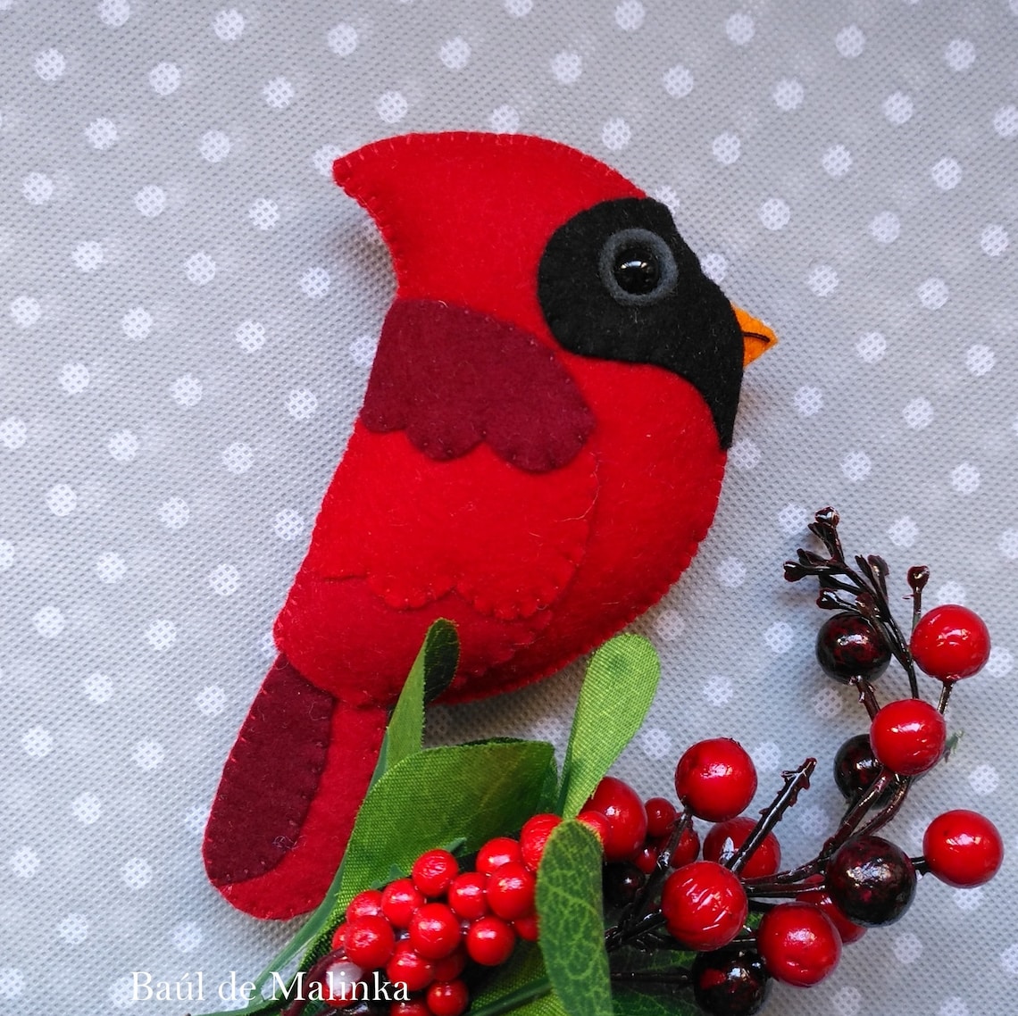 Felt Cardinal Christmas Ornament Cardinal Bird Pattern Felt | Etsy