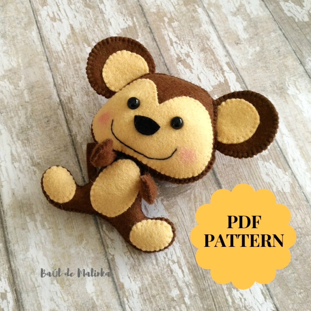 Felt Monkey Pattern PDF Tutorial Monkey Plush Sewing Tutorial Monkey ...