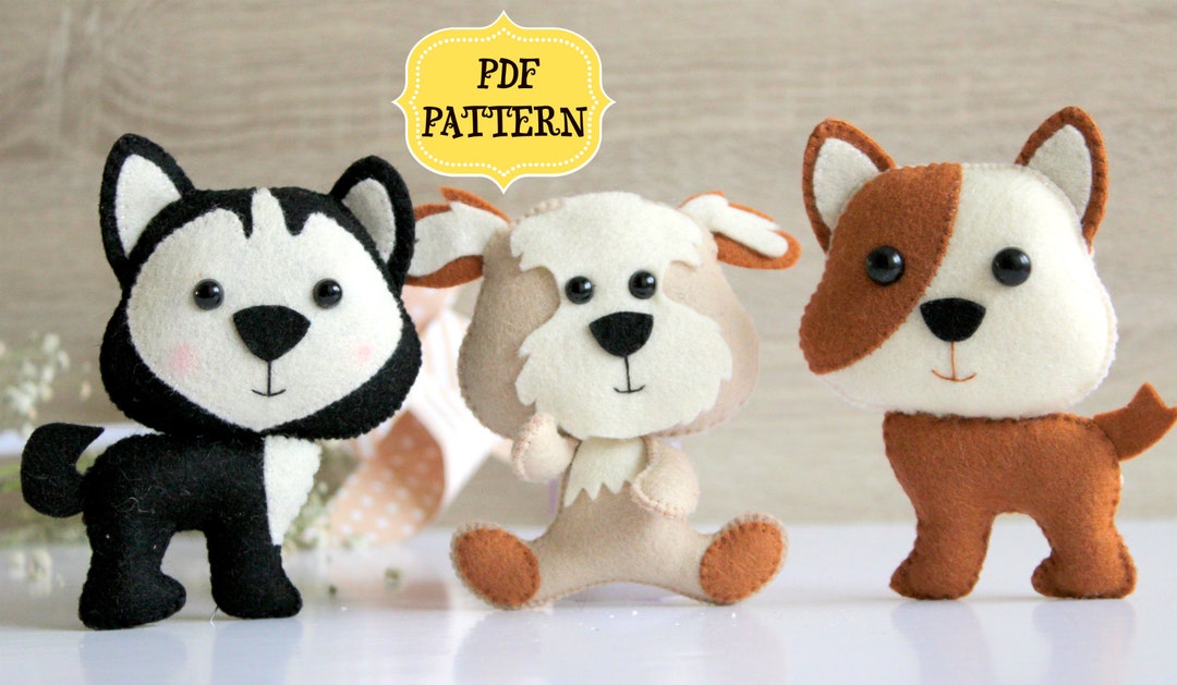 Dog Sewing Pattern Set of Three Dogs Pattern Animal Ornaments Nursery ...