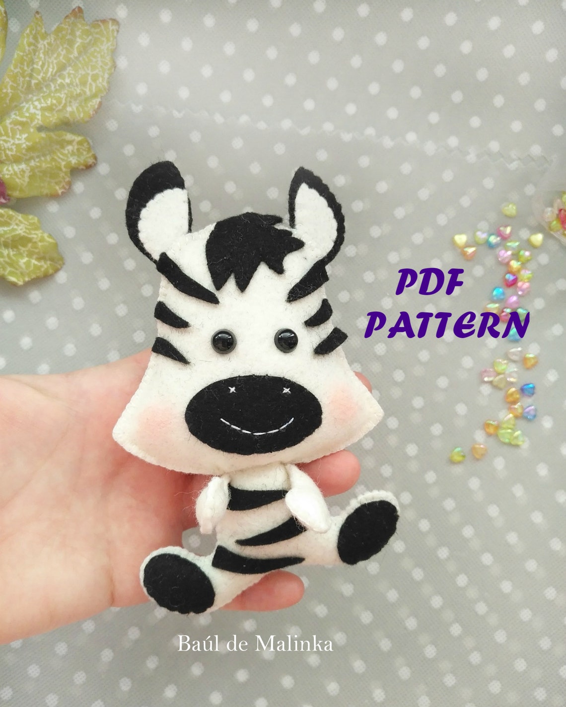 PDF felt zebra animal pattern Stuffed animal Nursery decor - Etsy España