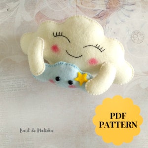 Felt Cloud Ornament Sun and Clouds PDF Pattern Weather Set DIY Nursery ...