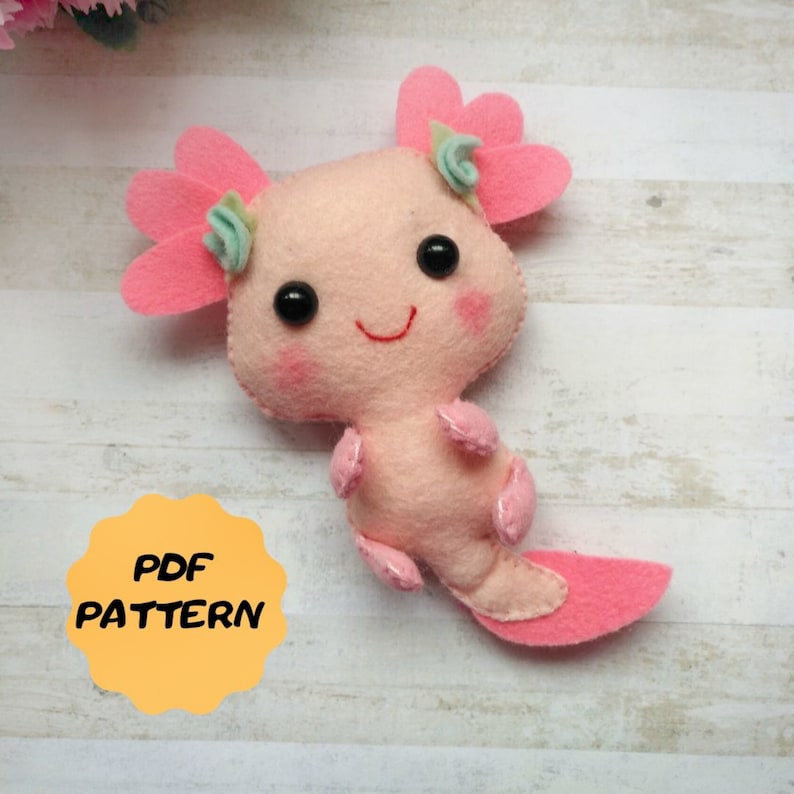 Felt Axolotl Pattern Felt Sea Animals Pattern Axolotl Stuffed | Etsy