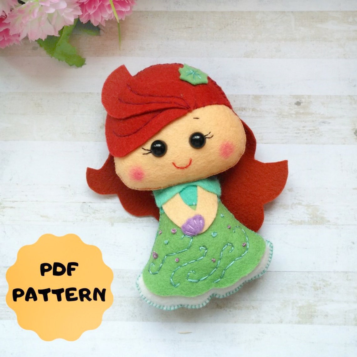 Princess Ariel Pattern Felt Princess Doll Pattern PDF Doll | Etsy