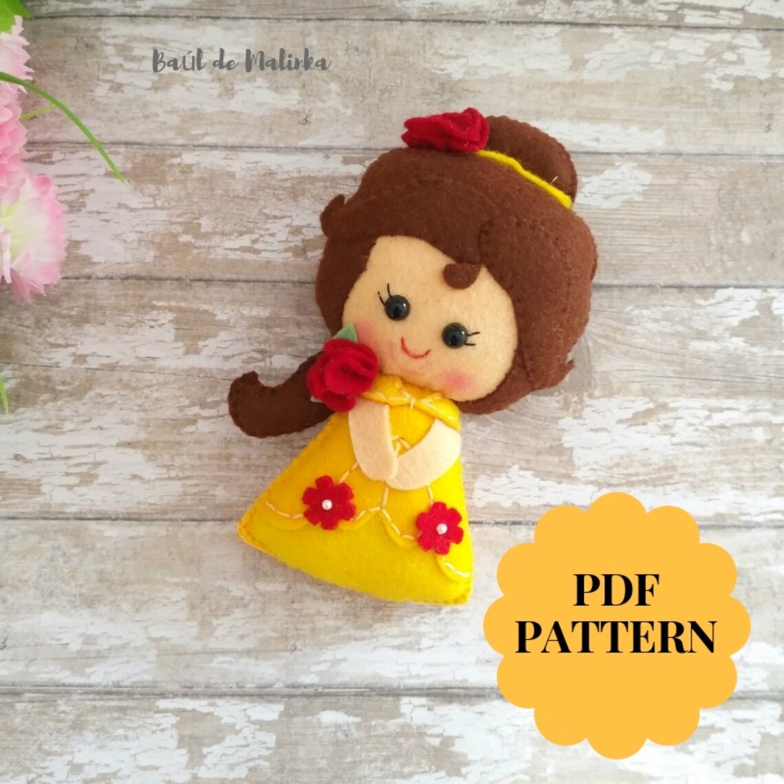 Princess Belle Pattern Felt Princess Pattern PDF Doll Pattern | Etsy
