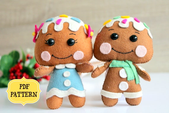 Felt Gingerbread Man Pattern Felt Christmas Ornaments | Etsy