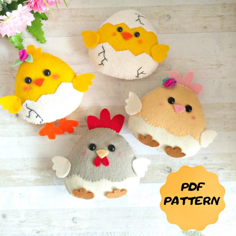 Felt chicks pattern Felt Easter chicks tutorial Easter | Etsy