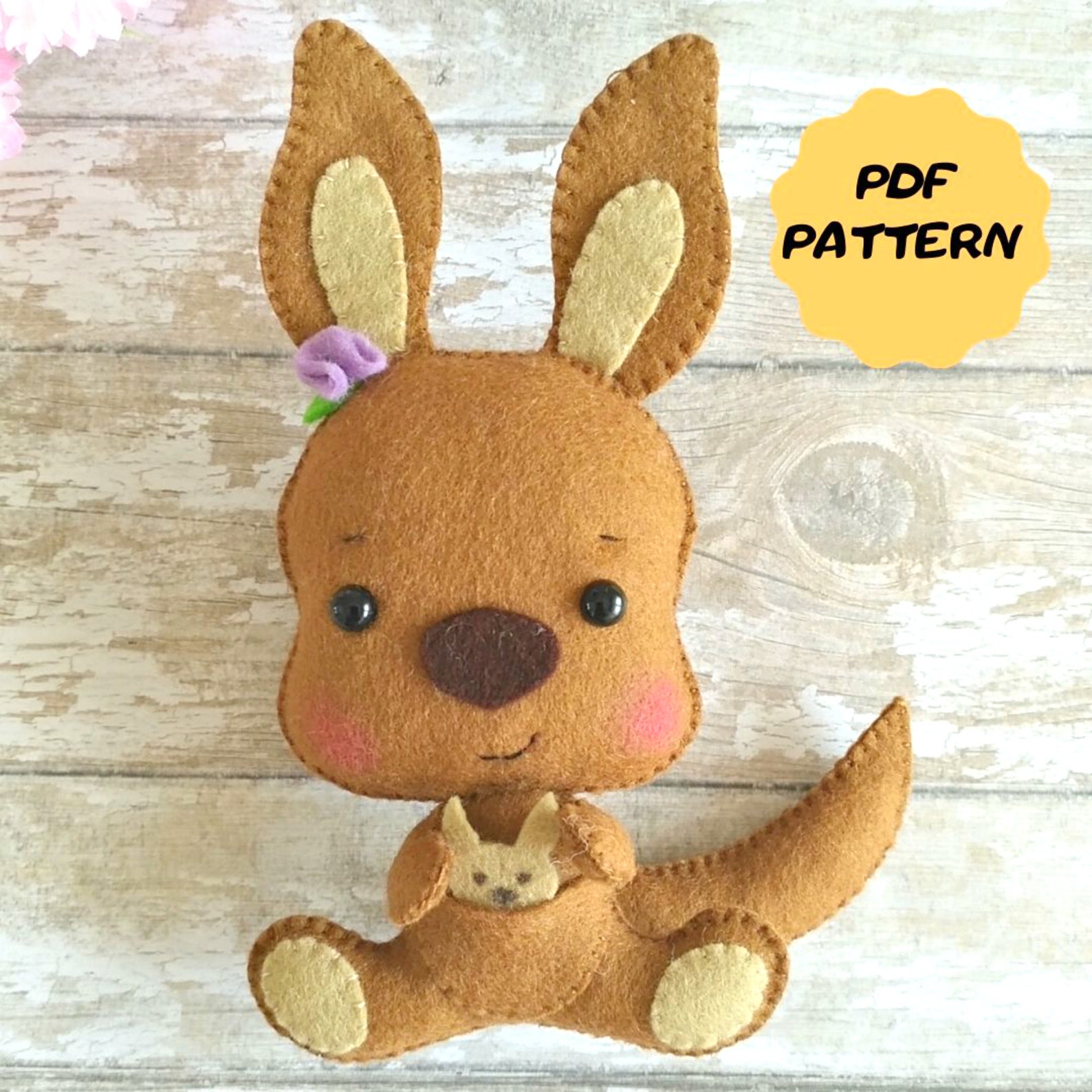Cute Kangaroo Pattern Felt Animal Pattern Australian Animals | Etsy