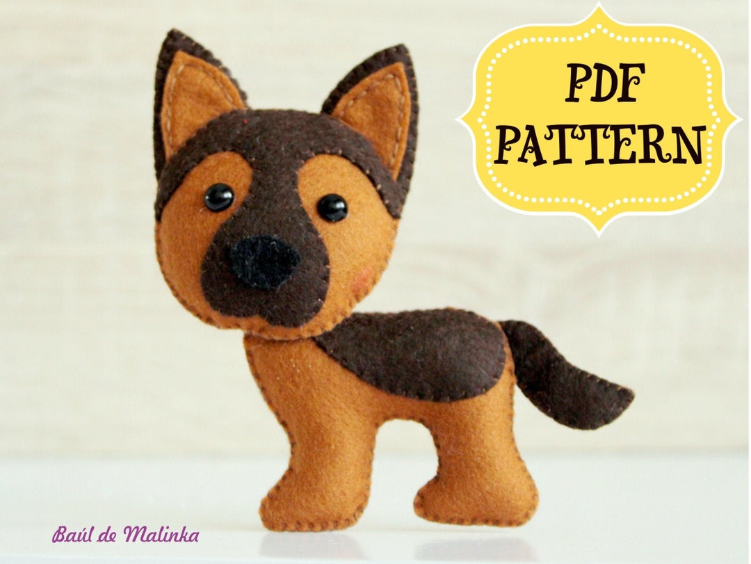 Felt Dog Pattern, Felt German Shepherd, Easy Sewing PDF, Felt Dog ...