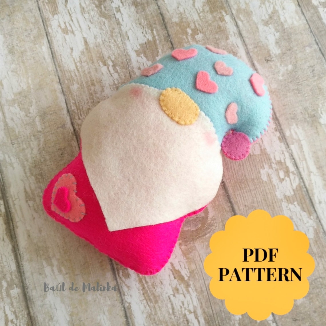 Felt Gnome Ornament Pattern Valentines Day Felt Pattern Nordic | Etsy