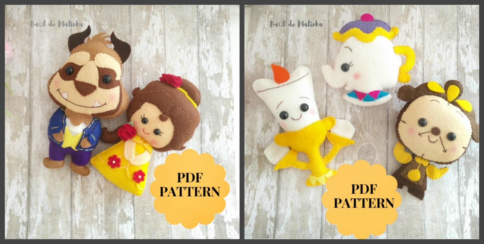 Beauty and the Beast Felt Pattern Princess Belle Pattern | Etsy