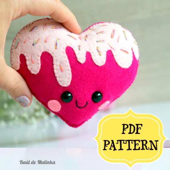 Valentines day pattern Felt heart pattern Felt heart ornament | Etsy