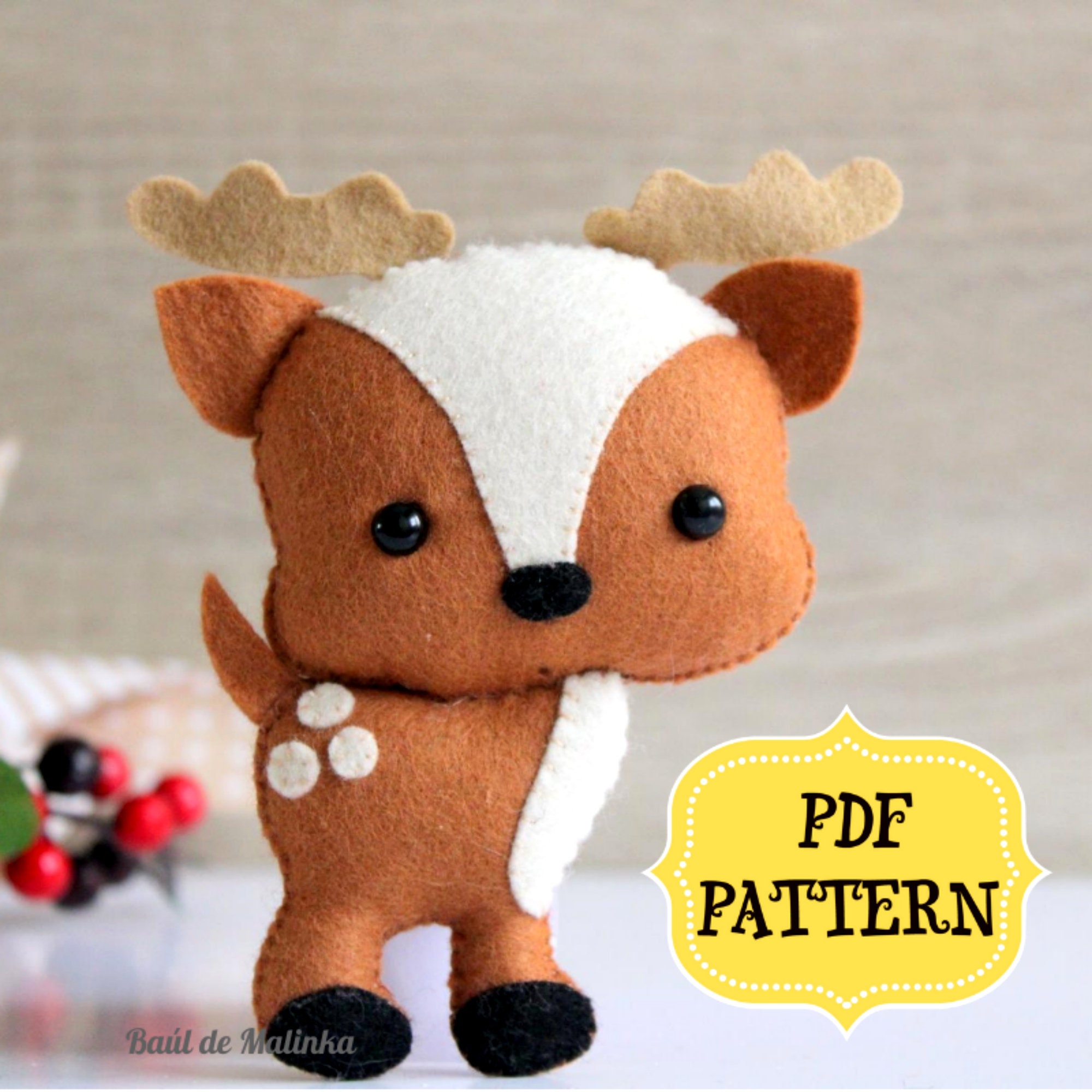 Felt Woodland Animal Deer PDF Pattern DIY Nursery Decor | Etsy