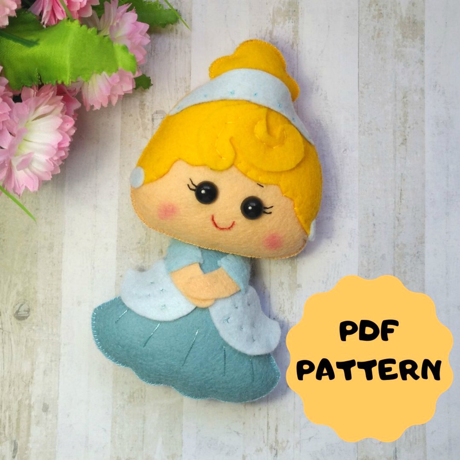 Princess Cinderella Pattern Felt Princess Doll Pattern PDF - Etsy