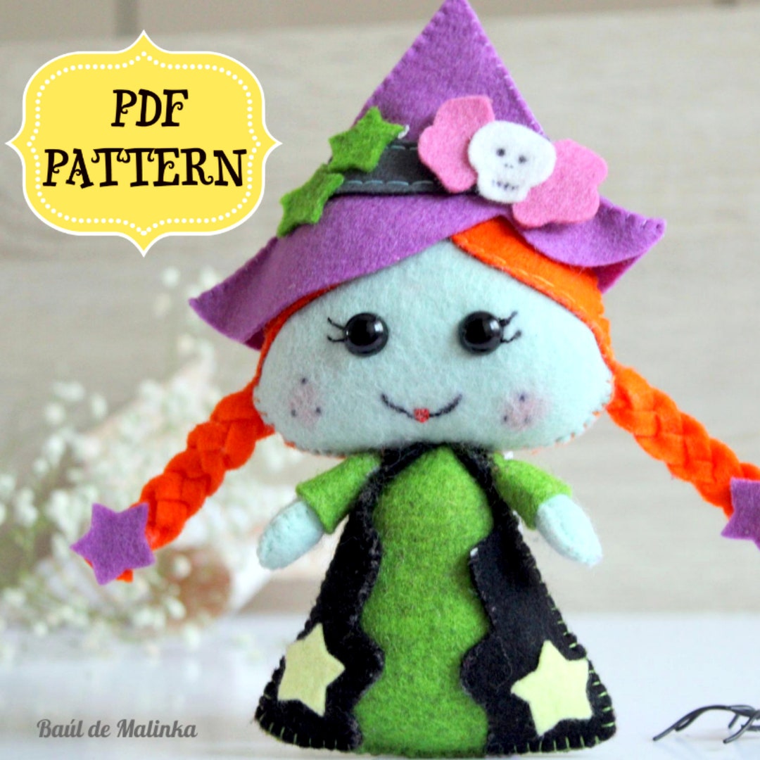 Felt Witch Pattern Halloween Witch Ornament Halloween Witch Pattern ...